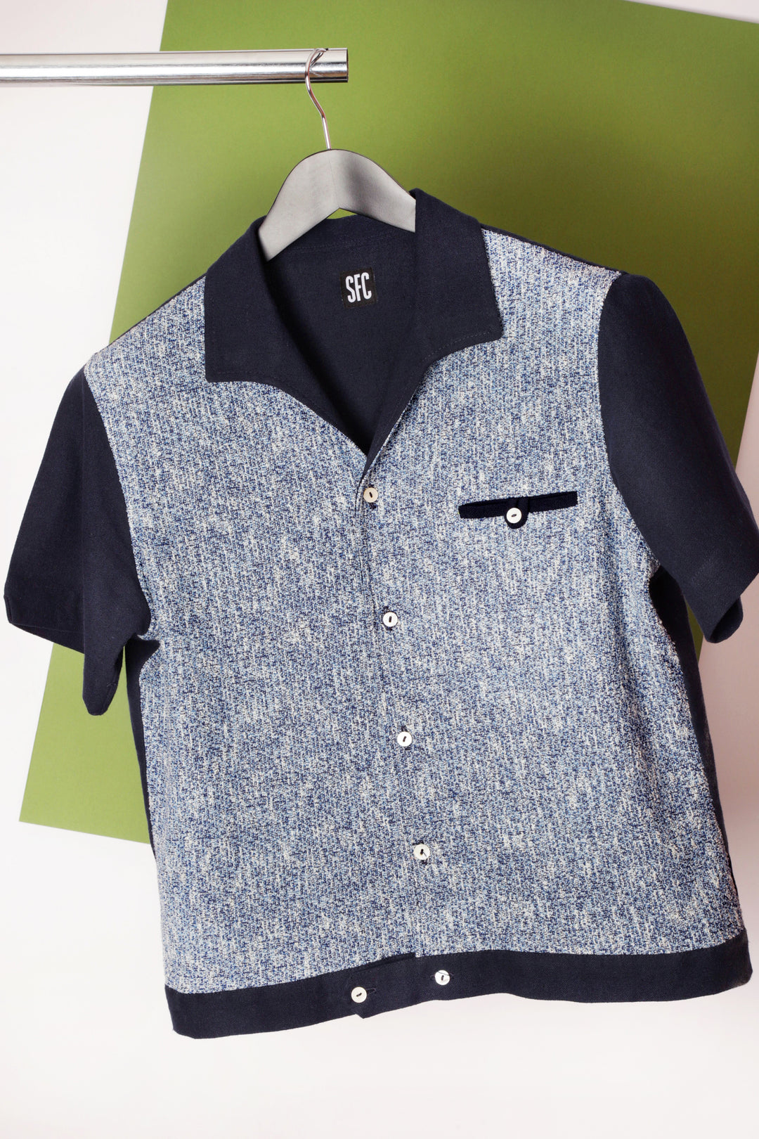 Navy & blue textured panel shirt – Scott Fraser Collection