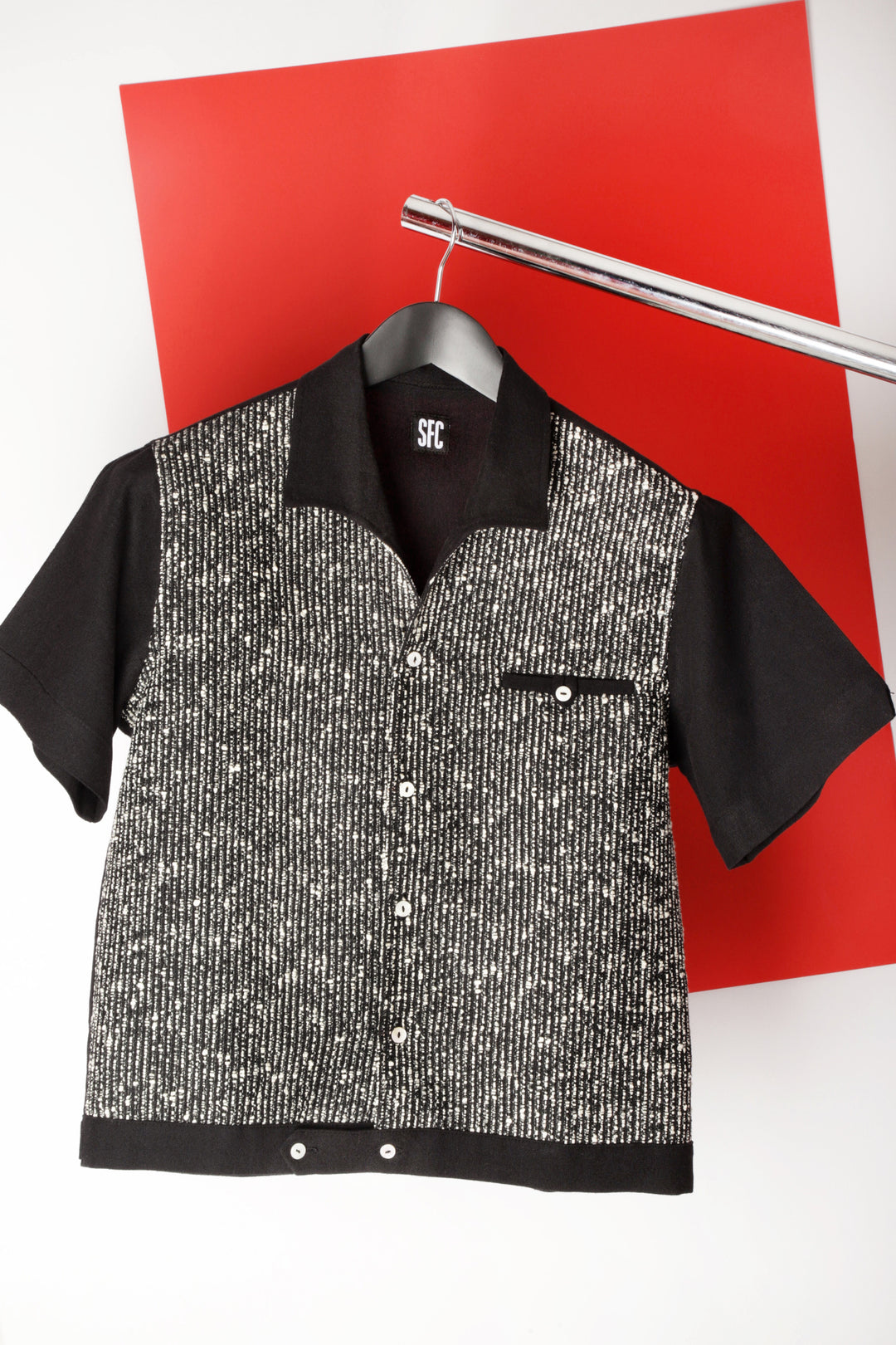 Black & white textured stripe panel shirt – Scott Fraser Collection