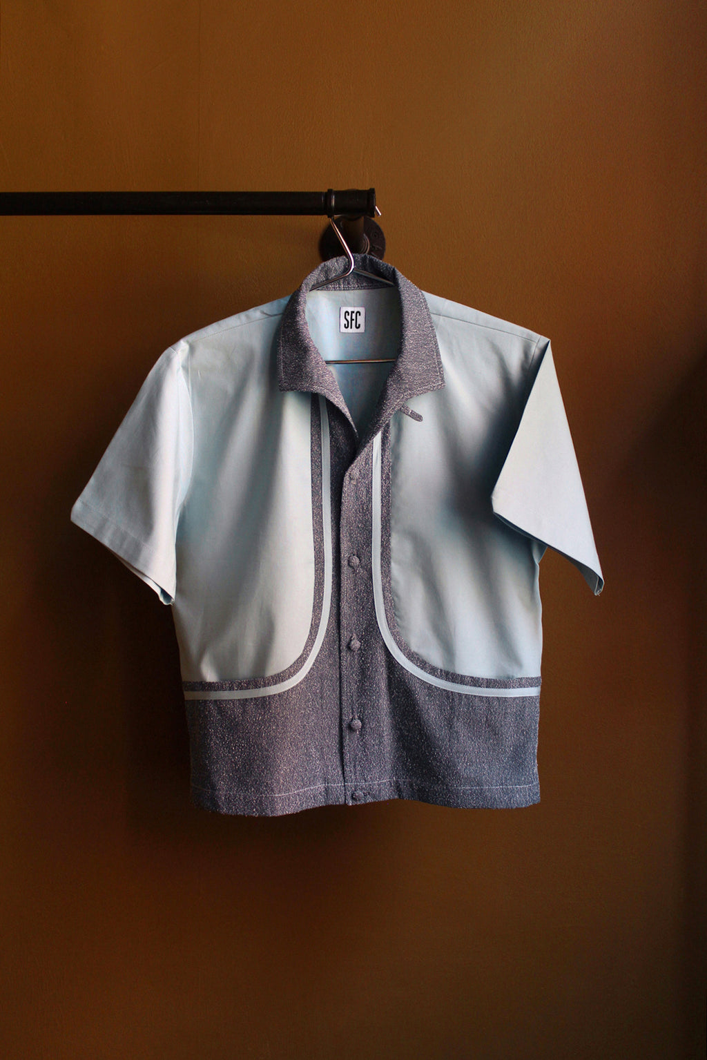 Ice blue speckle piping shirt – Scott Fraser Collection